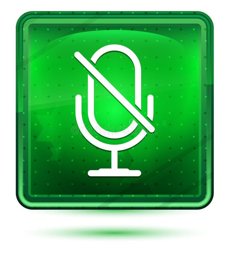 Mute Microphone Icon Neon Light Green Square Button Stock Illustration ...