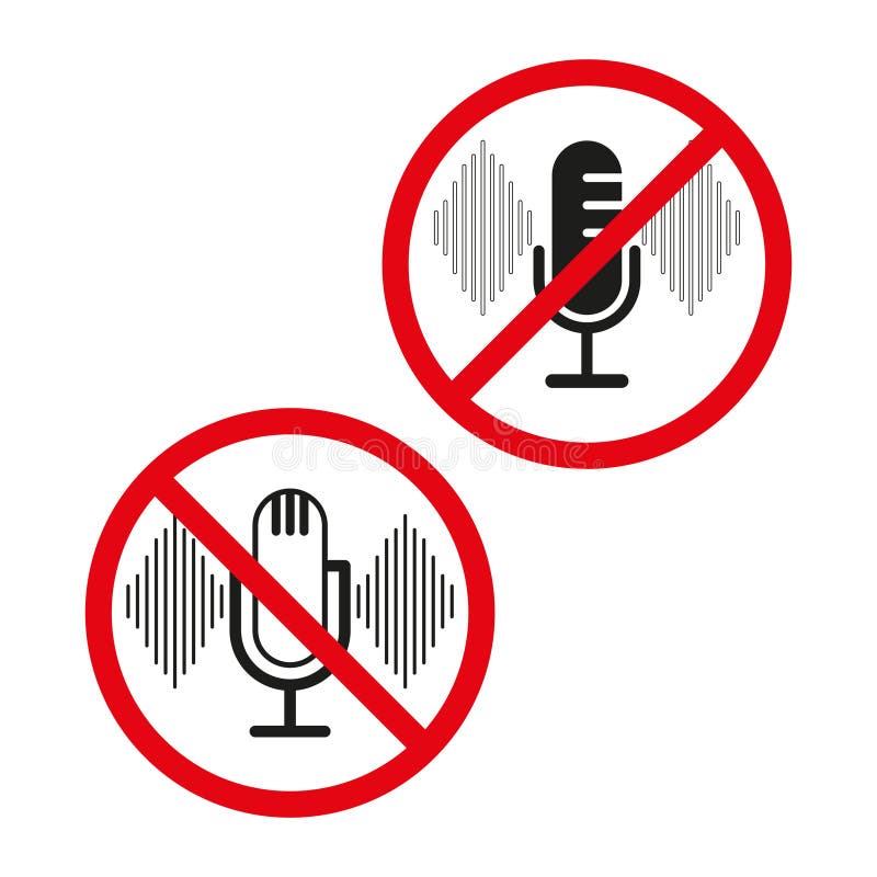 Mute Microphone Icons. Sound Wave Symbols. Red Prohibition Signs ... Mute Microphone Icons. Sound Wave Symbols. Red Prohibition Signs ...