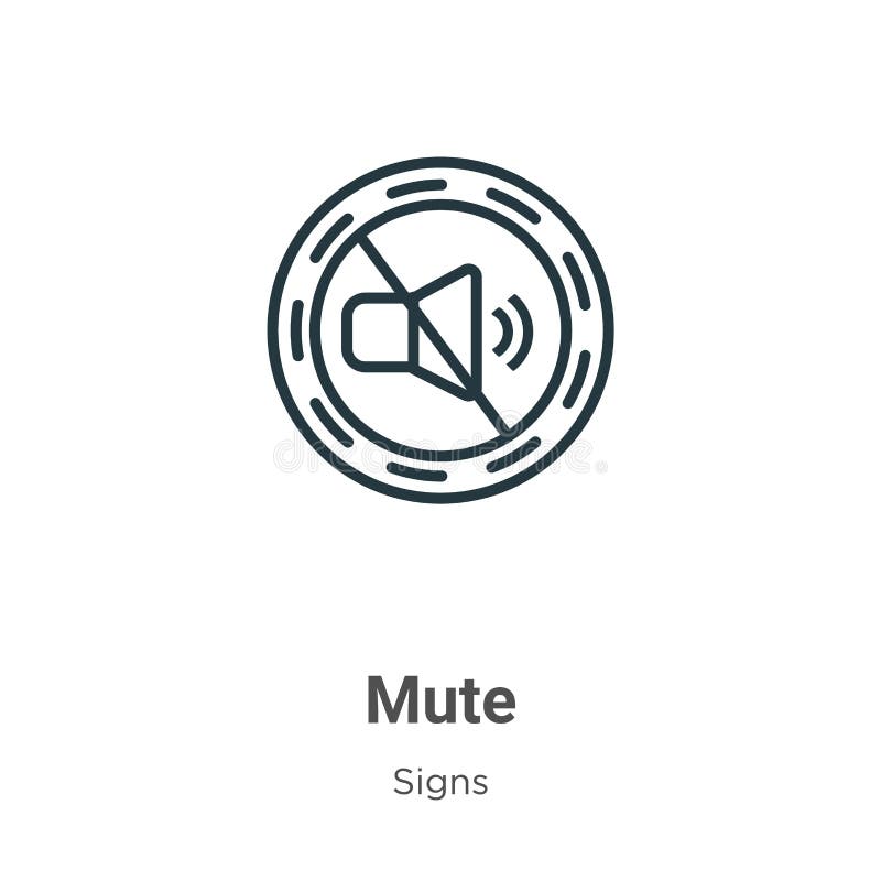 Mute Outline Vector Icon. Thin Line Black Mute Icon, Flat Vector Simple ...
