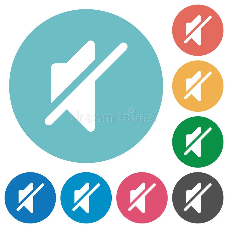 Mute Solid Flat Round Icons Stock Vector - Illustration of sound, dull: 230271475