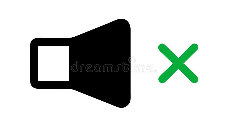 Mute Sound Icon Speaker with Green X Audio Control, Vector Design ...