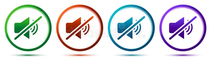 Mute Speaker Icon Artistic Frame Round Button Set Illustration Stock ...