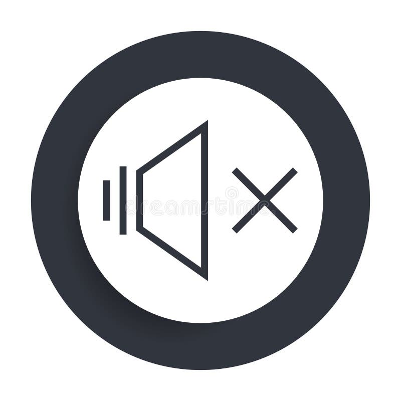 Mute Speaker Icon Flat Vector Round Button Clean Black and White Design ...