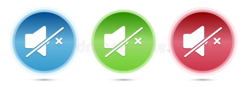 Mute Speaker Icon Glass Round Buttons Set Illustration Stock Vector ...