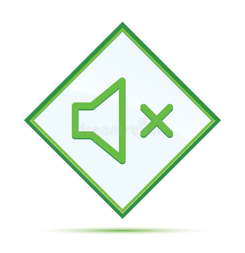 Mute Speaker Icon Modern Abstract Green Diamond Button Stock ...