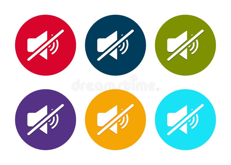 Mute Speaker Icon Modern Flat Round Button Set Illustration Stock Vector - Illustration of tune ...