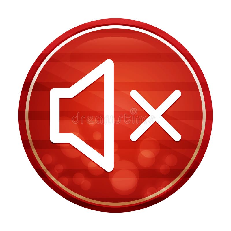 Mute Speaker Icon Realistic Diagonal Motion Red Round Button ...