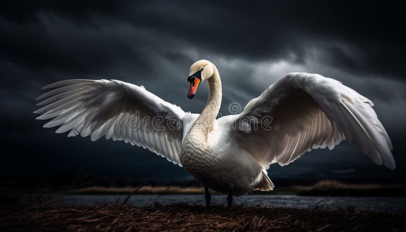Mute Swan Takes Off in Tranquil Pond Generated by AI Stock Illustration ...