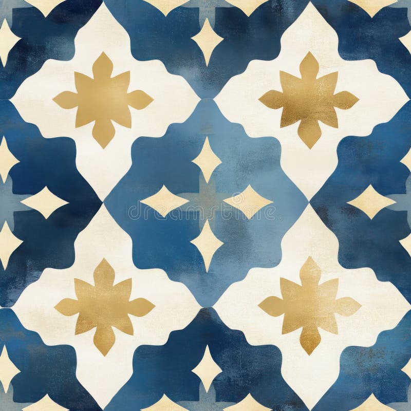 Muted Blue and Gold Moroccan Tile Pattern Blending Tradition and ...