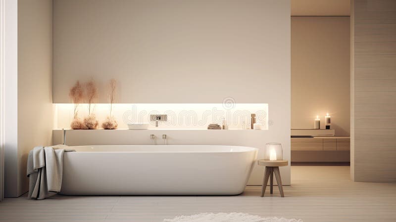 Muted Blurred Minimal Interior Design Stock Illustration - Illustration ...