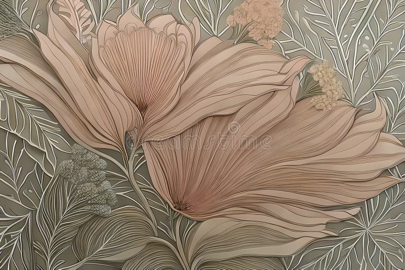 Muted Botanical Flower Bunch Illustration with Generative AI Stock ...