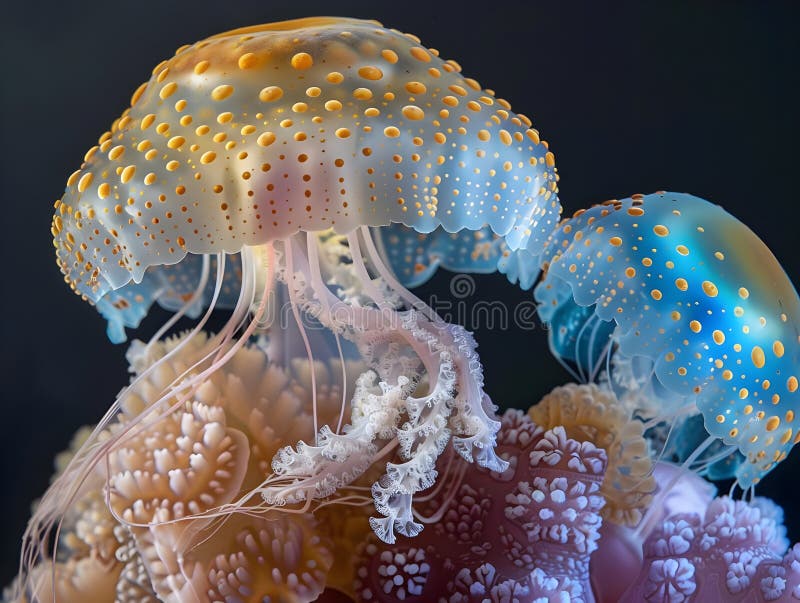 Muted Colors in Close-Up Jellyfish Under Electron Microscope Generative ...