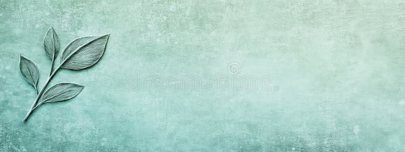 Muted Green Background with Hand-drawn Leaf Icon for Fresh and Natural ...