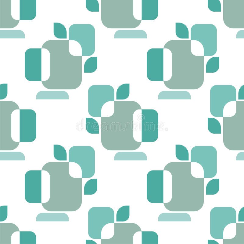 Muted Green and White Geometric Shapes Vector Repeatable Pattern in ...