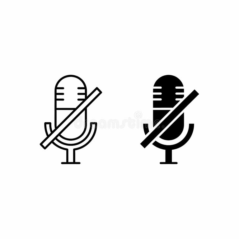 Muted Microphone Icon Set stock illustration. Illustration of ...