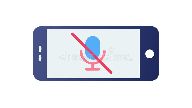 Muted Microphone on Smartphone Icon, Privacy No Audio, Vector Design ...