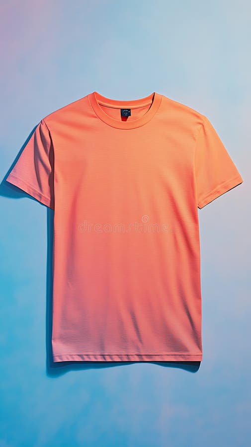 Muted Orange T-shirt Displayed on a Soft Blue Gradient Background ...
