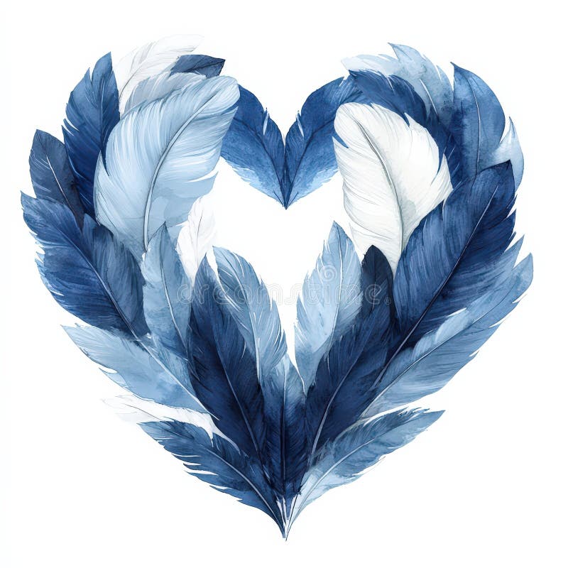 Muted Pastel Feathers Shape a Beautiful Dark Blue Heart Stock ...