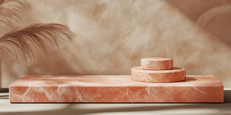Muted Peach Stone Podium with a Smooth Matte Surface, Creating a Soft ...