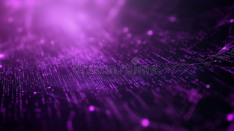 Muted Purple Data Streams Abstract Technology Background with Digital ...
