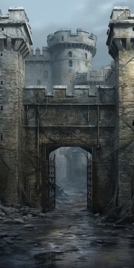 Muted Realism: Captivating Cityscapes of Decaying Castle Gates Stock ...