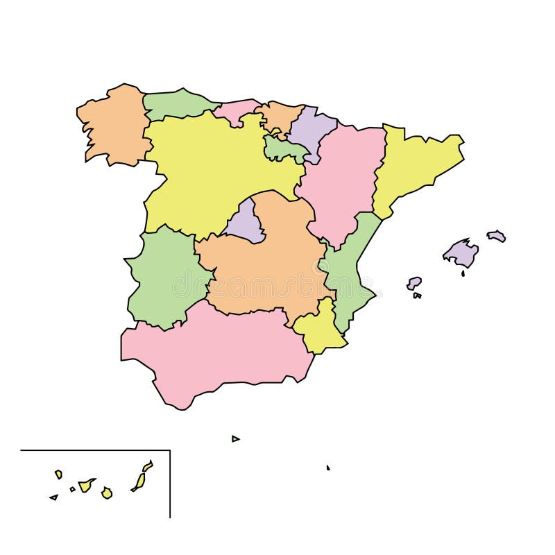 Muted Spain Map with Clear Boundaries Stock Vector - Illustration of ...
