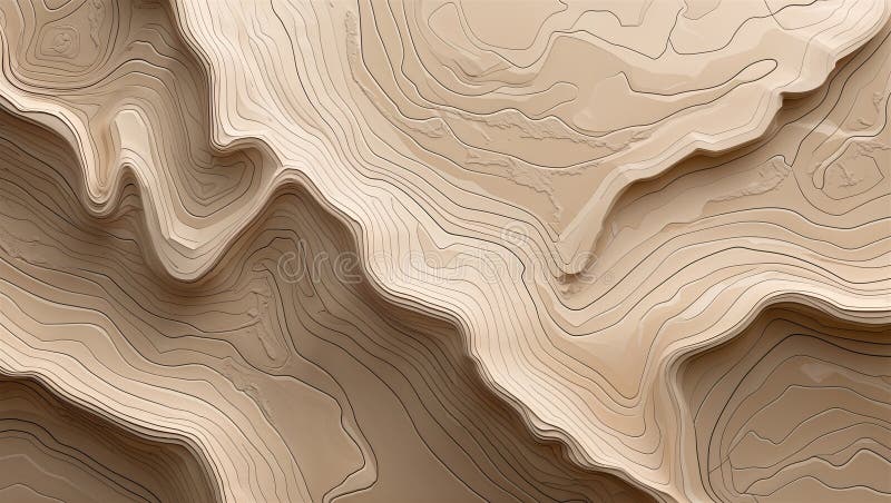 Muted Topographic Map Lines in Cream Over Tan Background with Subtle ...
