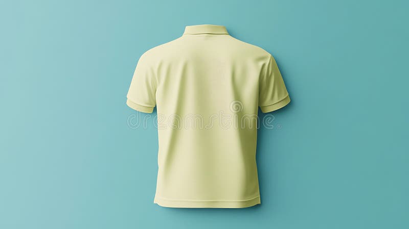 Muted Yellow Polo T-shirt Vector Mockup on a Pastel Blue Solid Backdrop ...