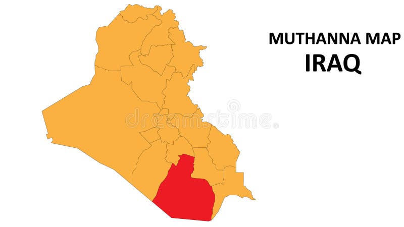 Muthanna Map is Highlighted on the Iraq Map with Detailed State and ...