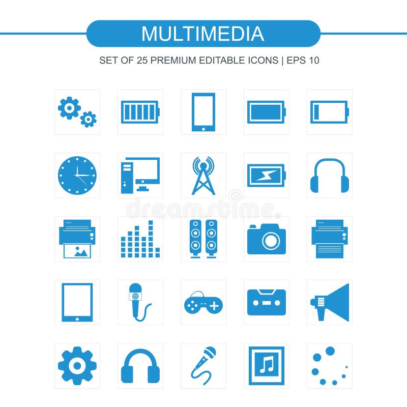 Mutimedia icons set vector stock vector. Illustration of document ...