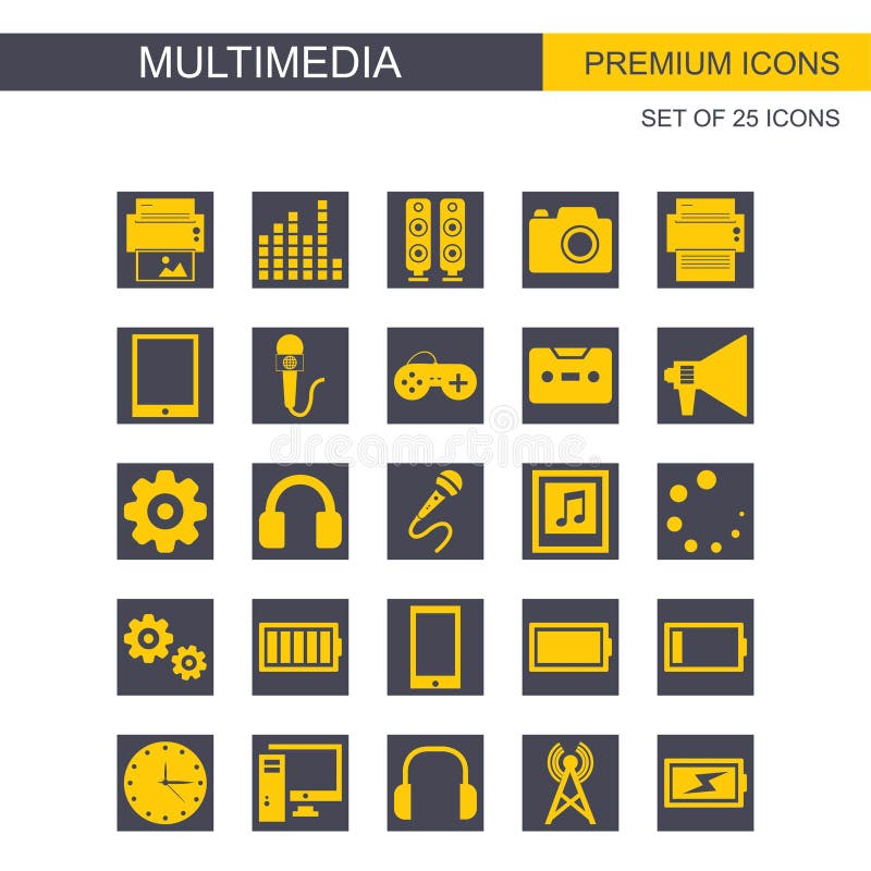 Mutimedia icons set vector stock vector. Illustration of document ...