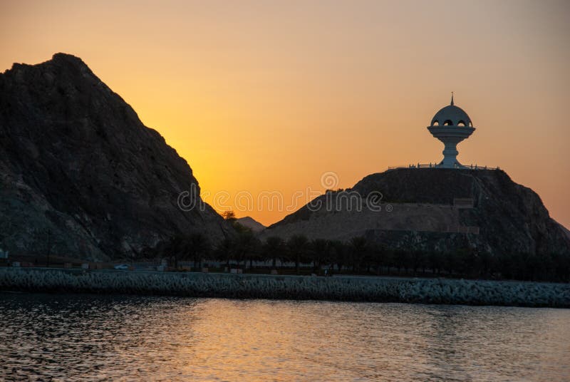 Mutrah corniche stock image. Image of sunset, oman, travel - 184286269
