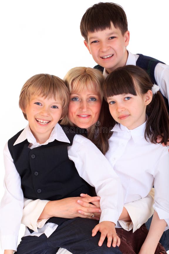 Mutter und ihre Kinder stockbild. Bild von haltung, formell - 9664165