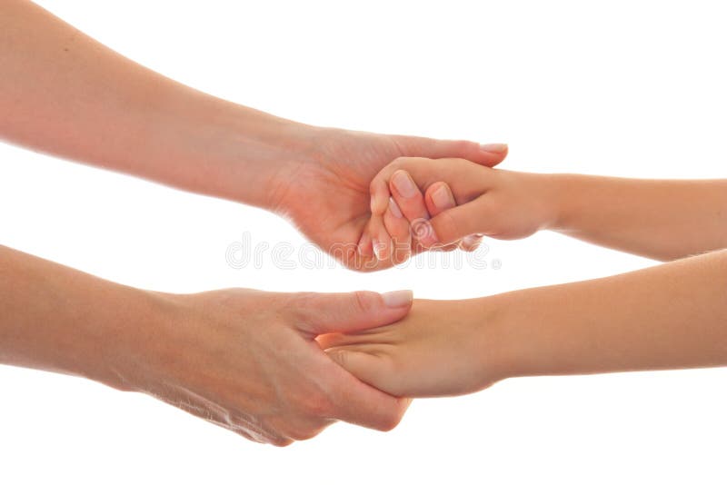 Mutter Und Kind, Die Beide Hände Geben Stockfoto - Bild von berühren ...