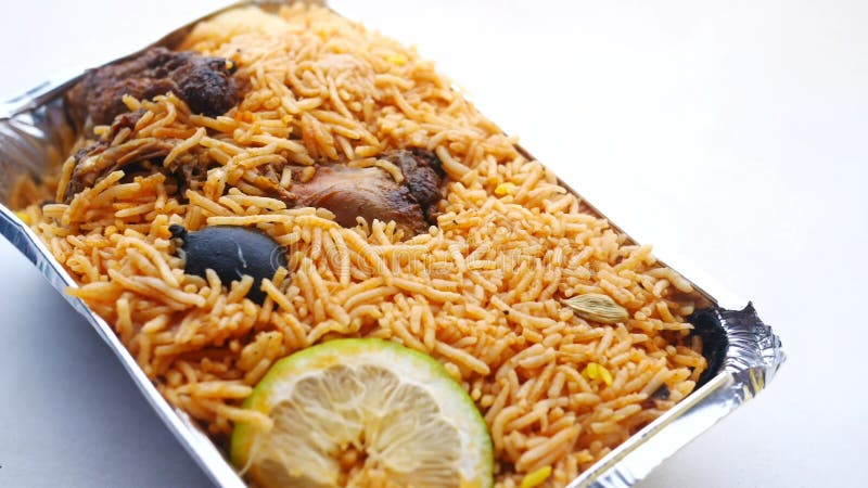Mutton Biryani Meal in a Take Away Packet on Table Stock Footage ...