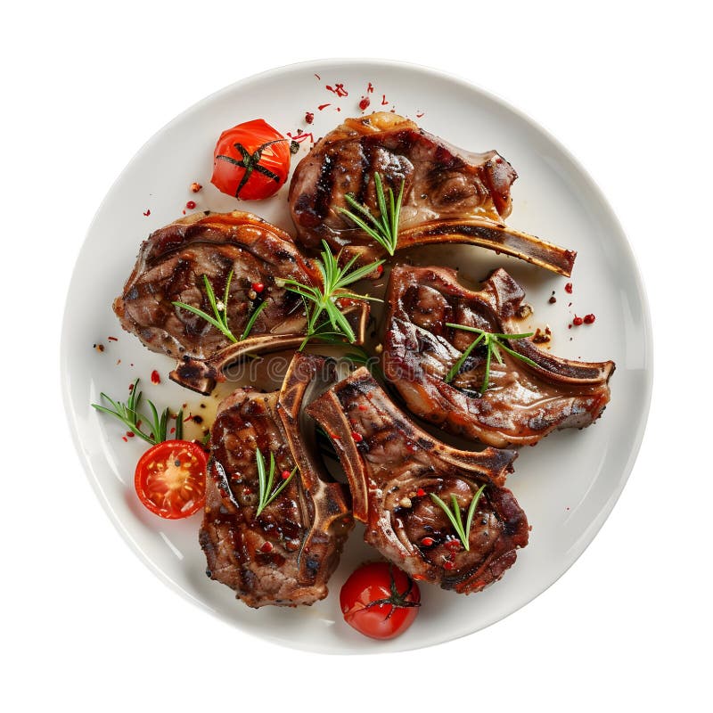 Mutton Champ Grilled in a Plate on Transparent Background - Ai ...