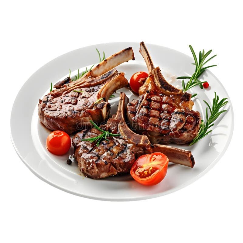 Mutton Champ Grilled in a Plate on Transparent Background - Ai ...