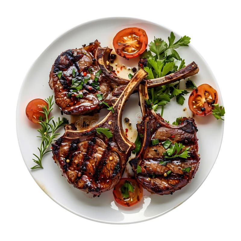Mutton Champ Grilled in a Plate on Transparent Background - Ai ...
