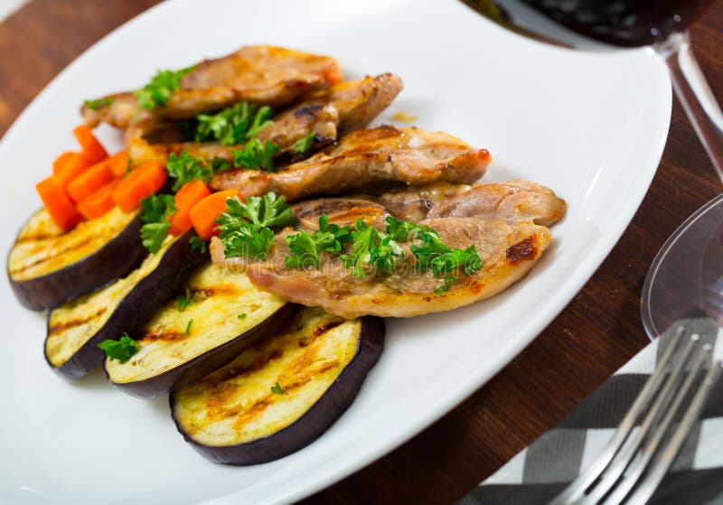 Mutton Chops Served with Grilled Vegetables Stock Image - Image of lamb ...