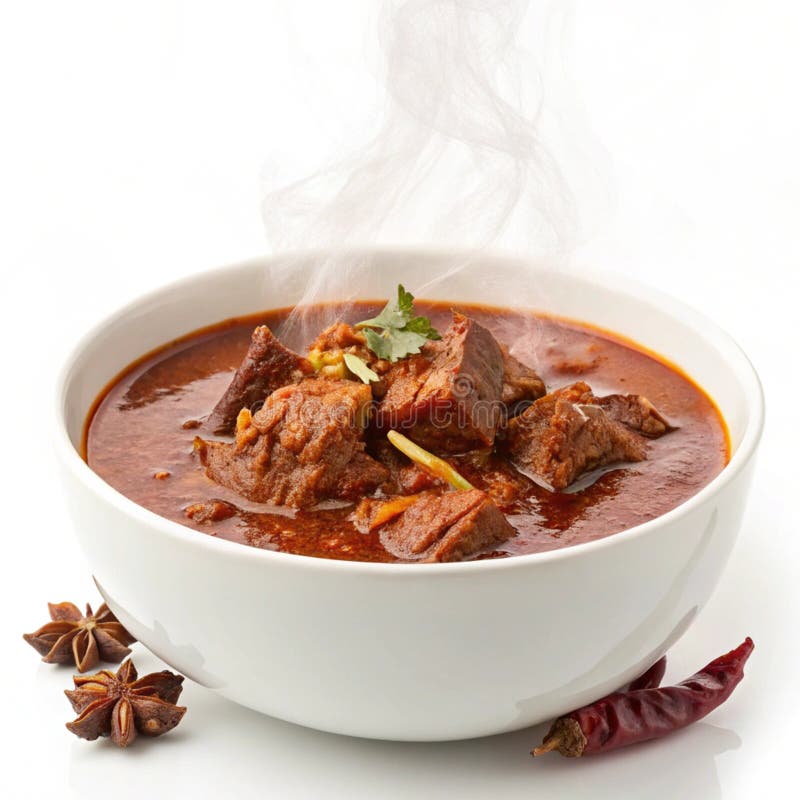Mutton Curry Isolated on White Background Stock Illustration ...