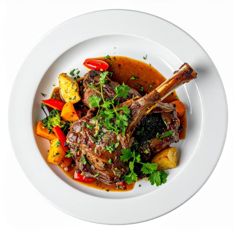 Mutton Delight Restaurant Style Presentation with Herbs Stock ...