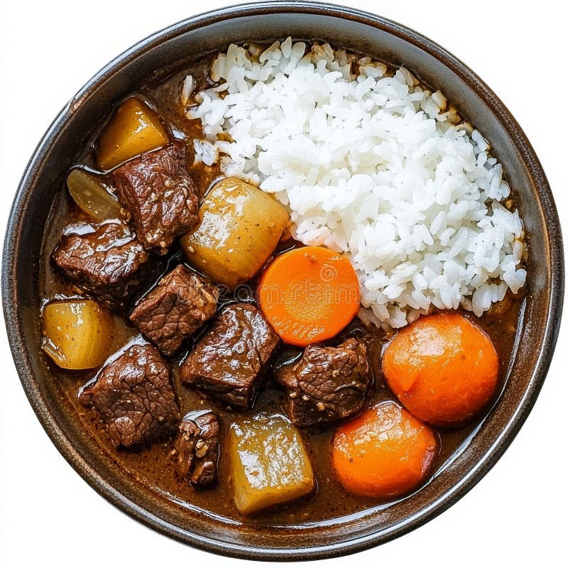 Mutton Food Meal with Japanese Curry and Rice. Stock Photo - Image of ...