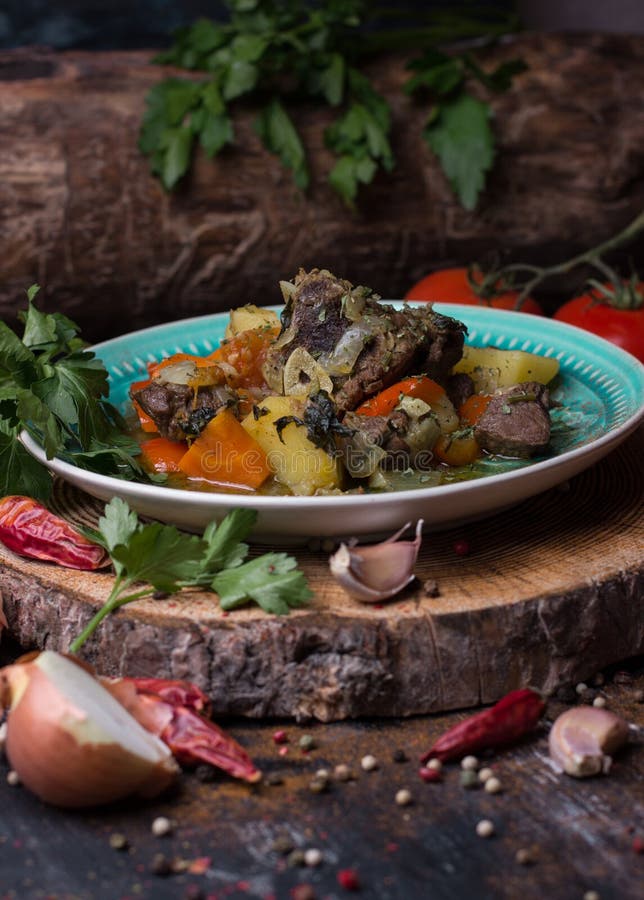 Mutton with potatoes stock photo. Image of healthy, homemade - 176815154