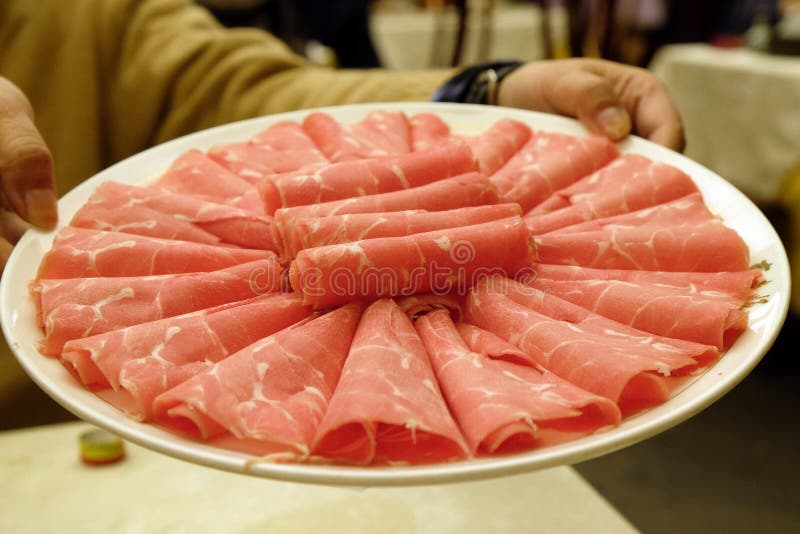 Mutton Prepared for Cooking in the Hot Pot Stock Image - Image of ...