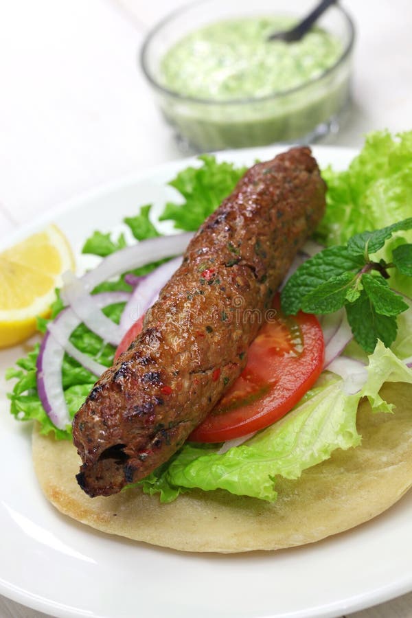 Mutton Seekh Kabab Kebab Sandwich Stock Photo - Image of barbecued ...