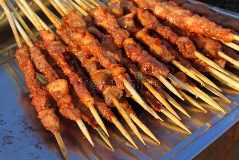 Mutton Shashlik Barbecue Stall Stock Image - Image of envious ...
