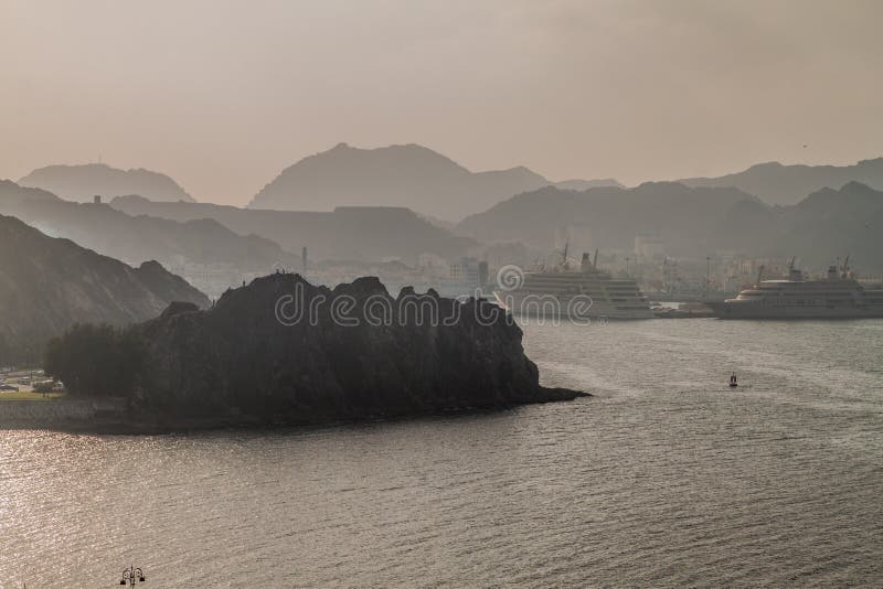 Muttrah port in Muscat, Om stock image. Image of dark - 187512535