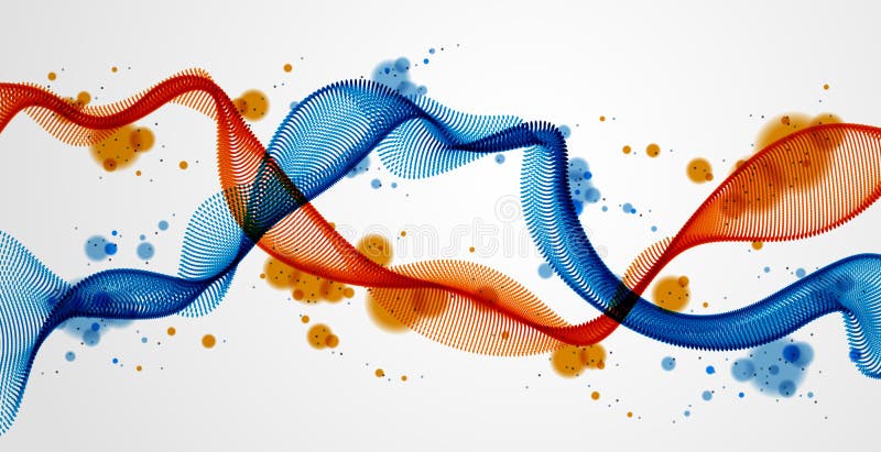 Mutual Array of Particles Flowing, Double Dynamic Sound Wave. 3d Vector ...