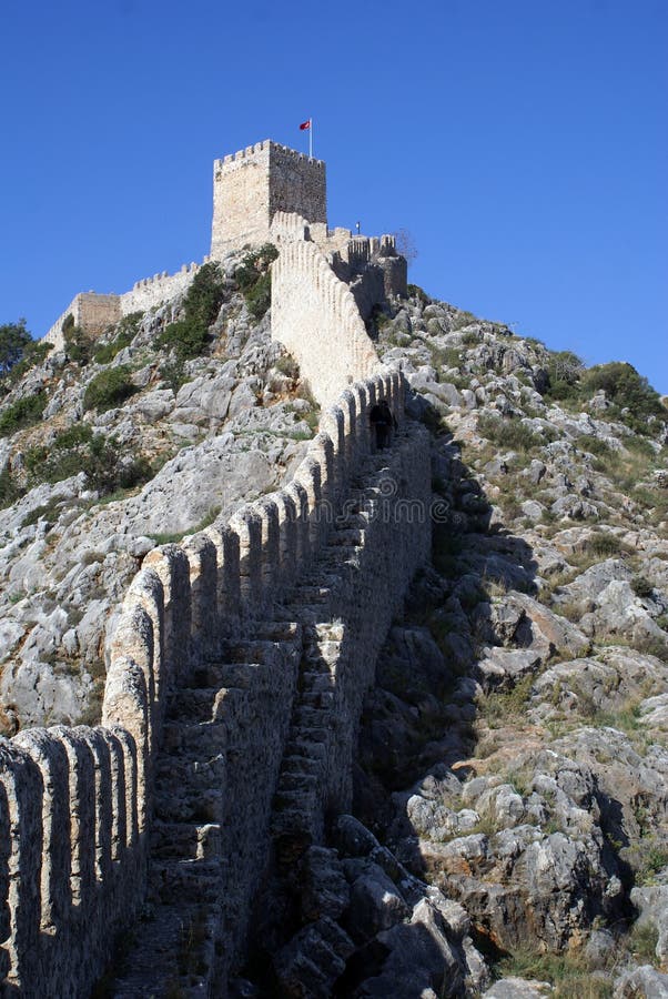 Muur op de heuvel stock afbeelding. Image of turkije, fort - 8041759