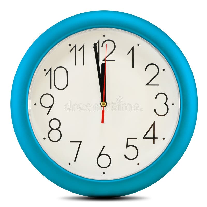 Muurklok Op Witte Achtergrond. Twaalf Uur Stock Afbeelding - Image of ...